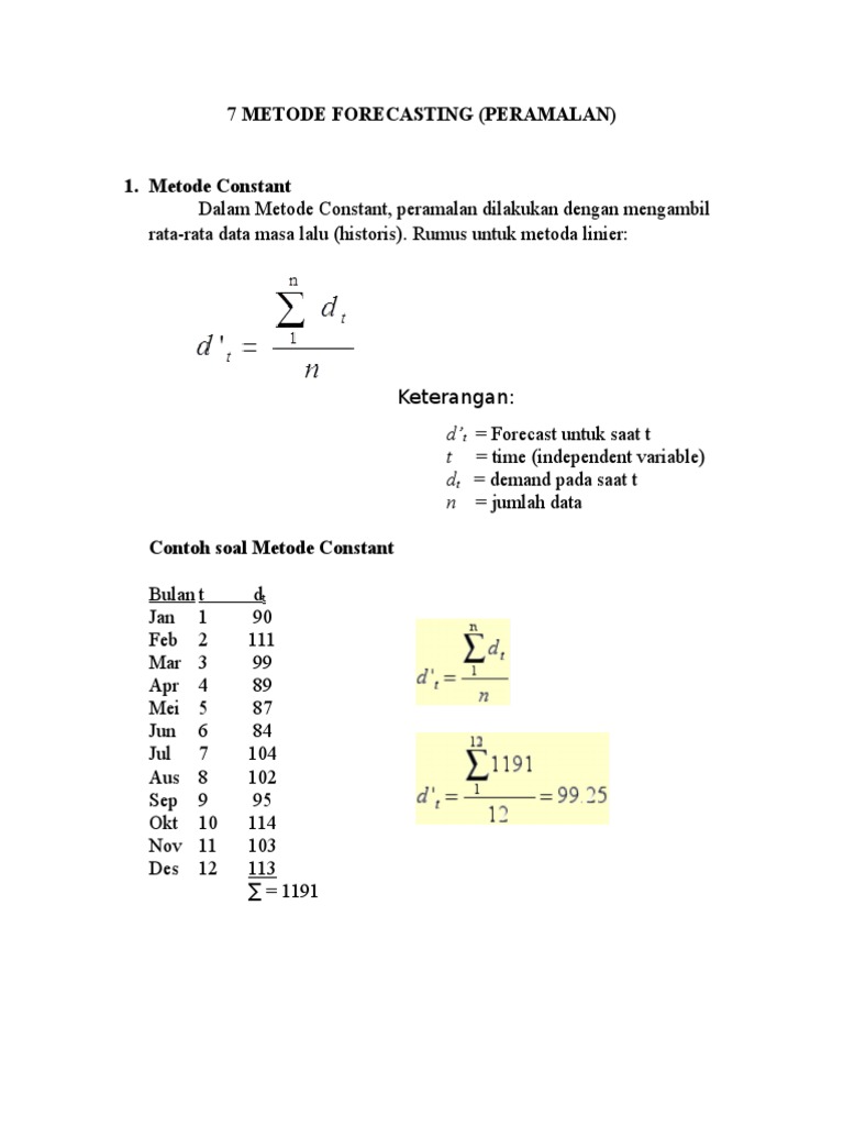 7 Metode Peramalan (Forecasting) 1 | PDF