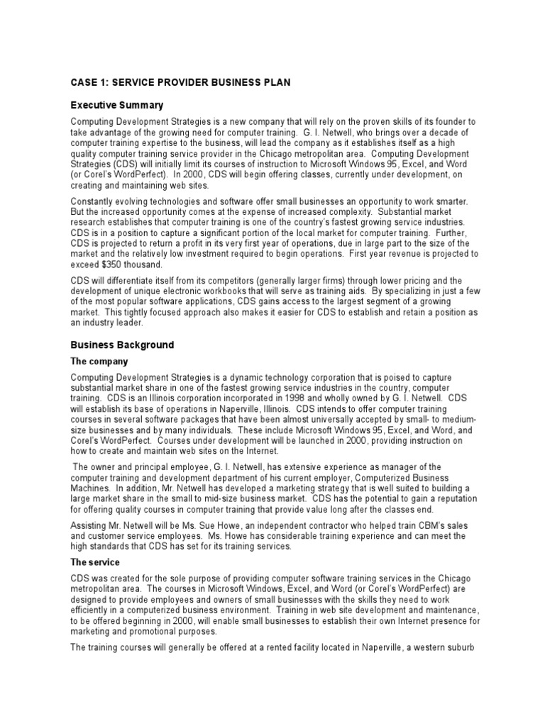 Chicago Computer Training Business Plan | PDF | Microsoft | Renting