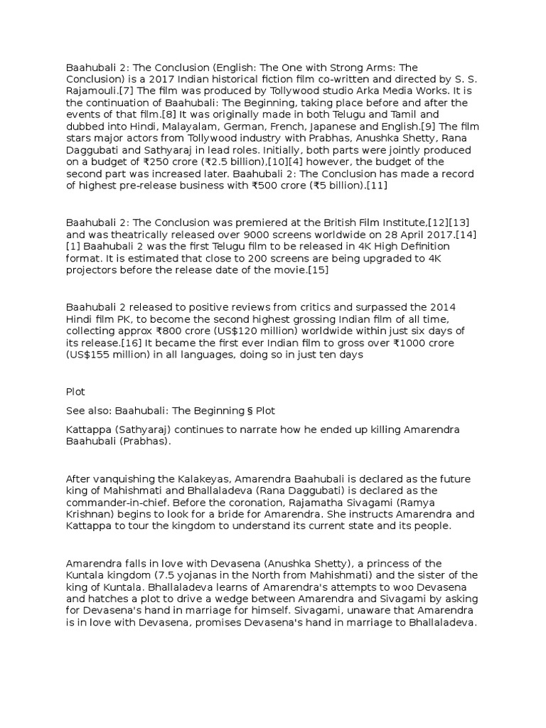 Bahubali 2 | PDF | Cinema | Leisure