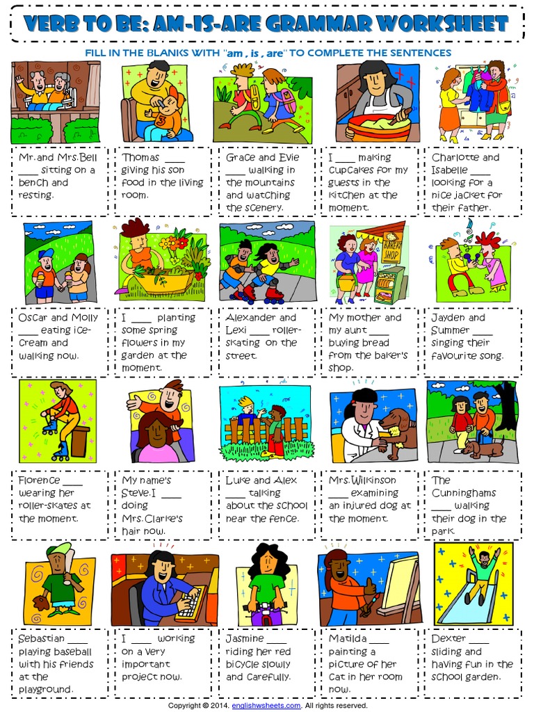 Verb To Be Am Is Are With Present Continuous Tense Esl Grammar ...