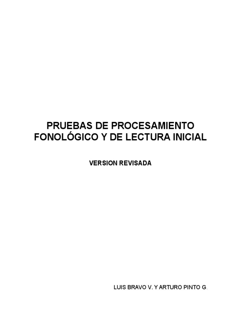 Prueba de Procesamiento Fonológico y de Lectura Inicial | PDF | Lectura ...