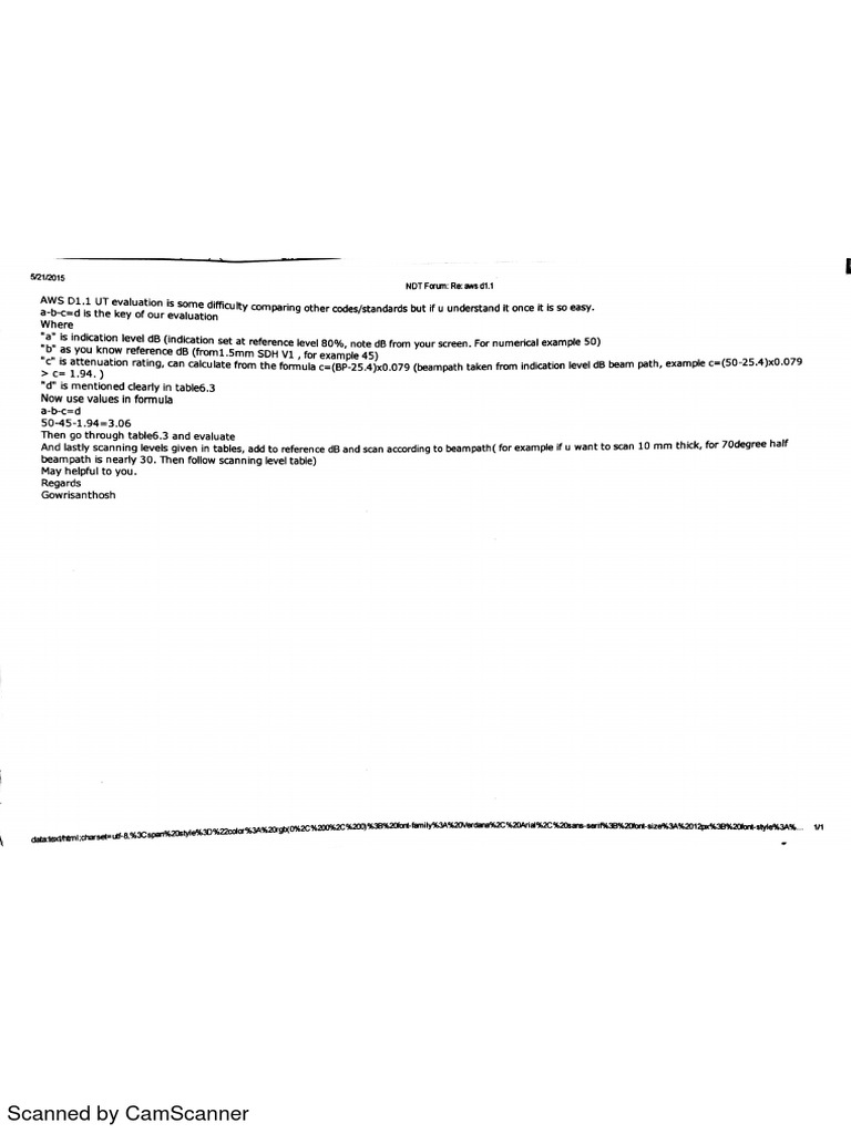 AWS D1.1 UT Acceptance Criteria | PDF
