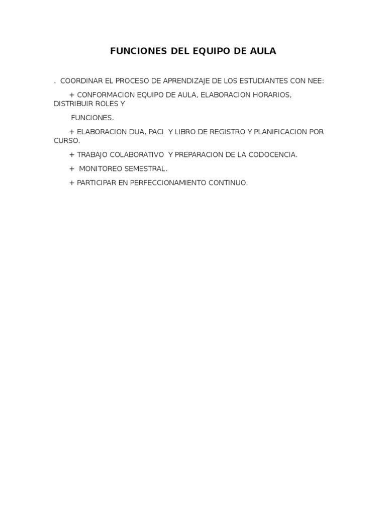 Funciones Del Equipo de Aula | PDF