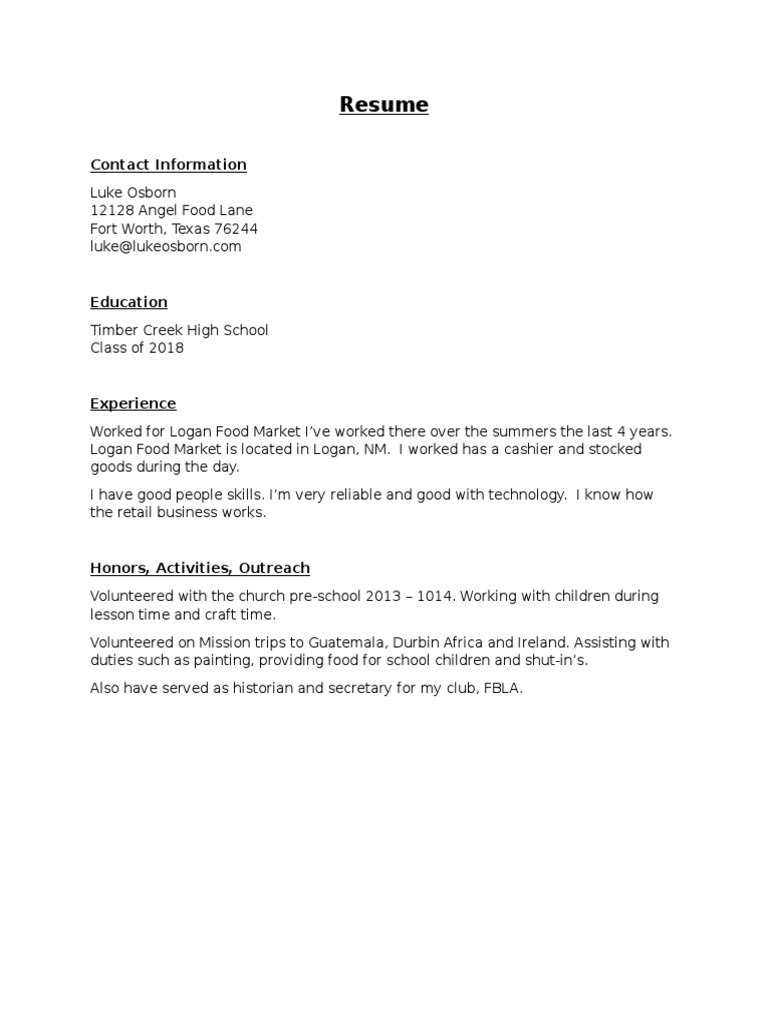 Luke Osborn's Resume Overview | PDF | Career & Growth | Social Science