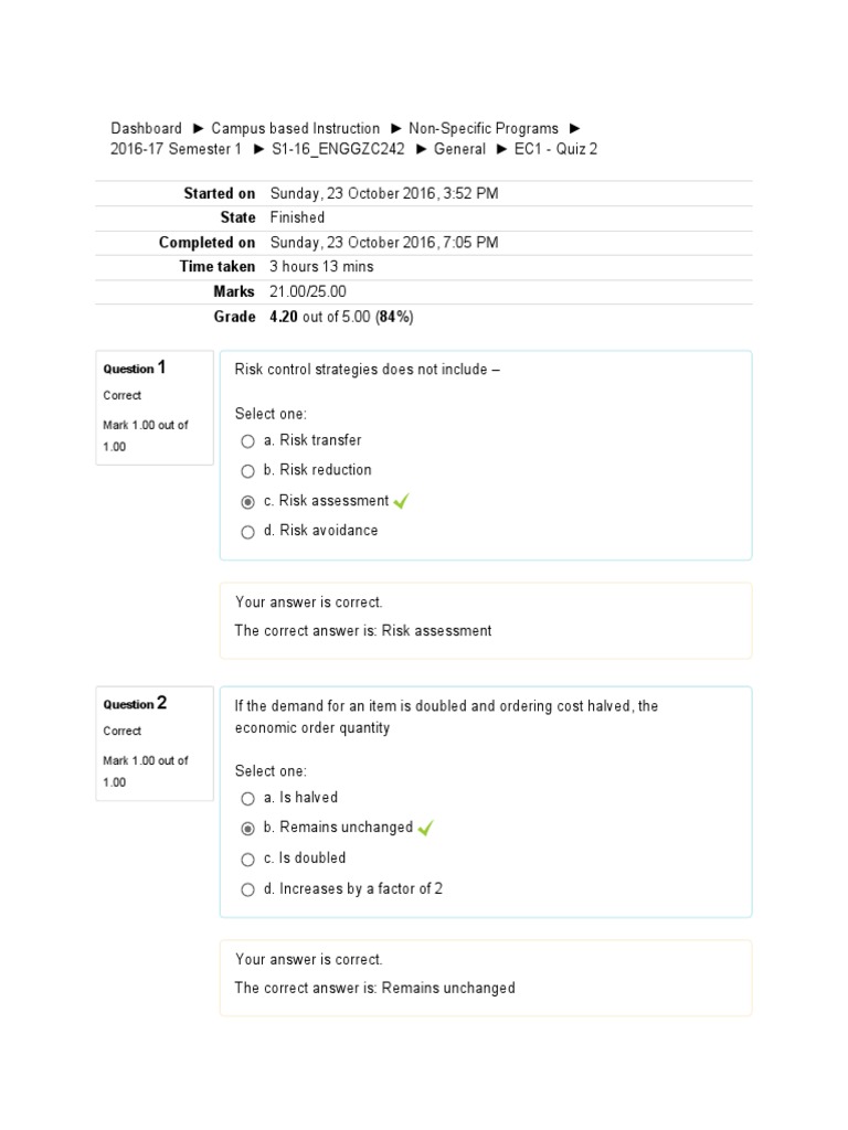 EC1 - Maintenance & Safety - Quiz 2 | PDF | Motor Oil | Chemical Substances
