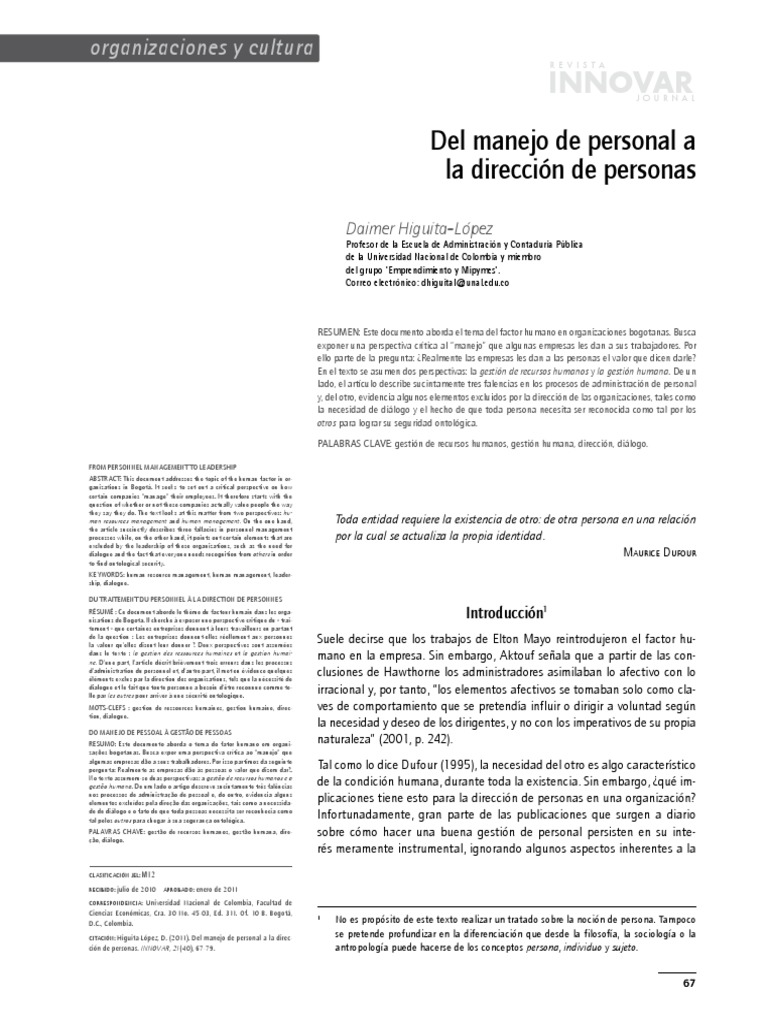 Del Manejo de Personal A La Dirección de Personas PDF | PDF | Recursos ...