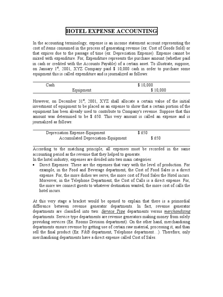 Hotel Expense Accounting | PDF | Expense | Employee Benefits