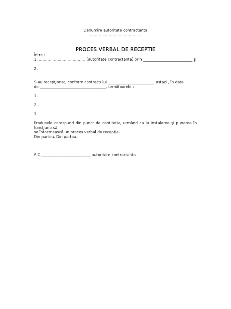 Proces Verbal de Receptie | PDF