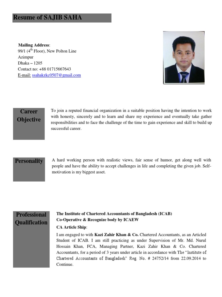 Sajib Saha CV | Download Free PDF | Audit | Accountant