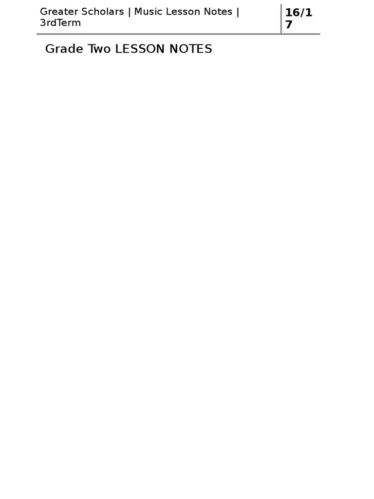 Lesson Notes Grade 2 | PDF | Clef | Musical Instruments