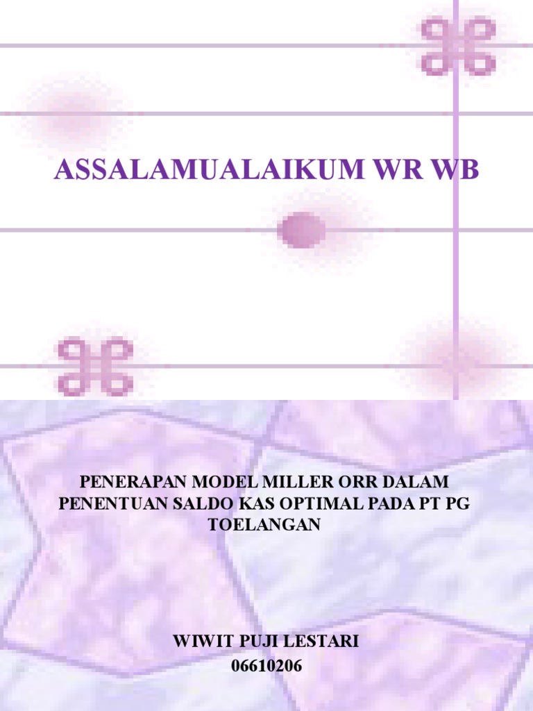 Penerapan Model Miller Orr di PT PG Toelangan | PDF | Bisnis ...