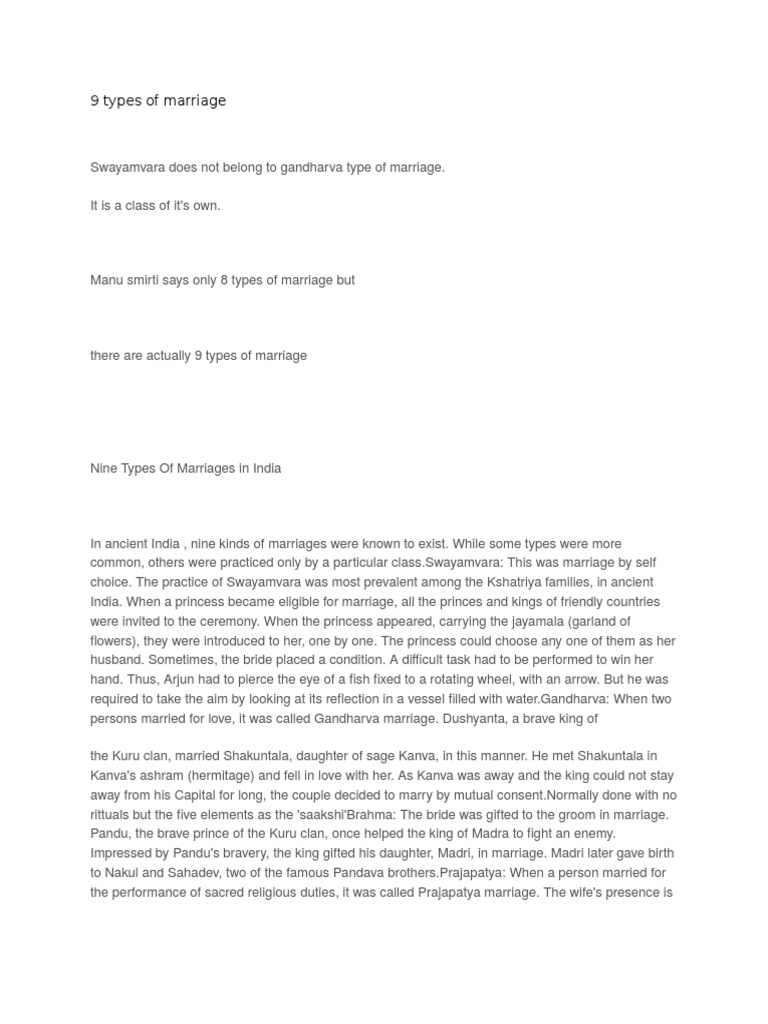 9 Types of Marriage | Download Free PDF | Marriage | Religion And Belief