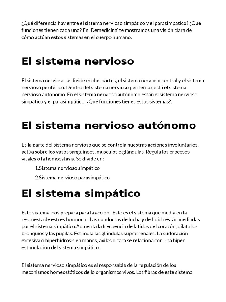 Simpatico y para Simpatico | PDF | Autoestima | Sistema nervioso autónomo