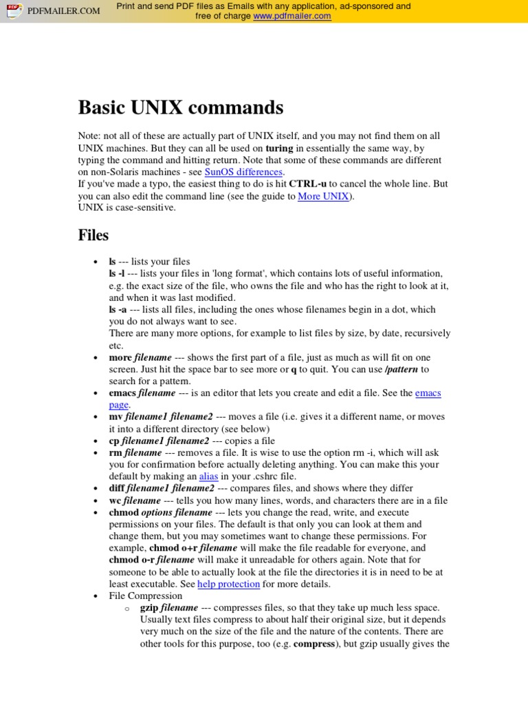 Microsoft Word - Basic UNIX Commands | PDF | File Transfer Protocol | Computer File