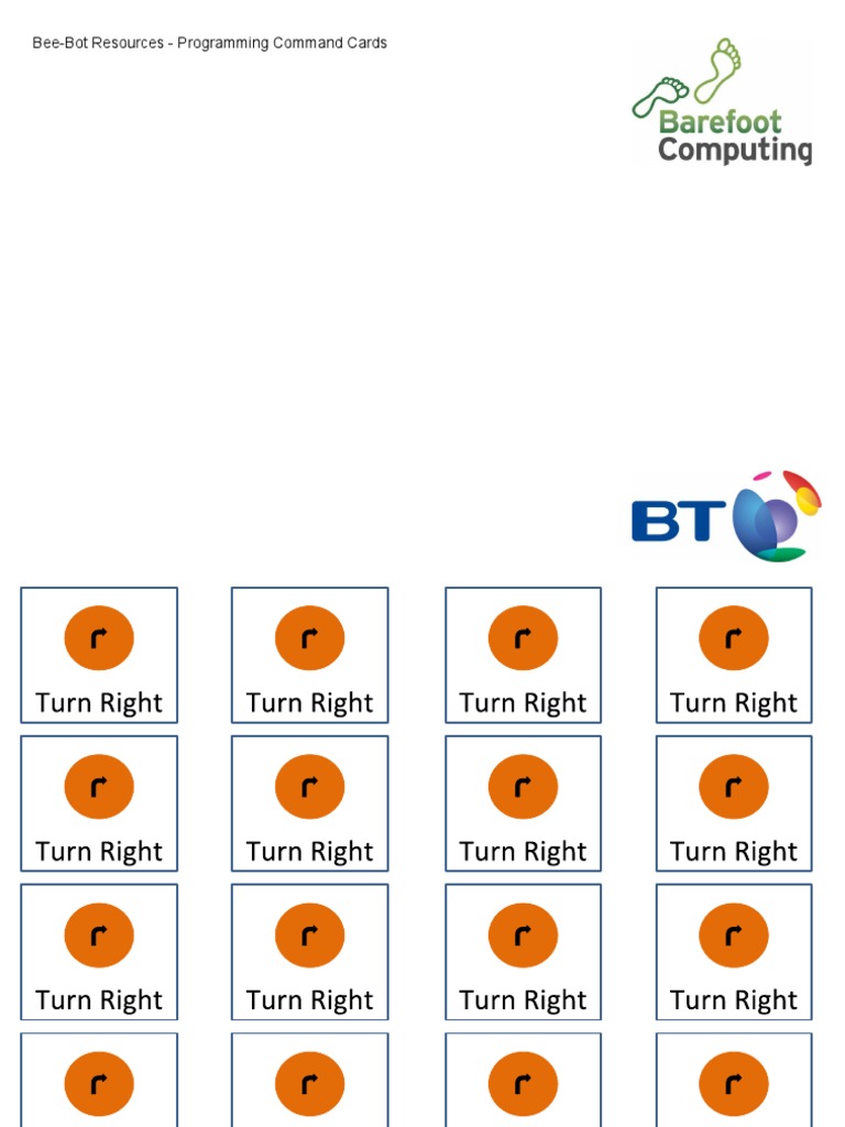 Bee Bot Resources Barefoot Computing Programming Command Cards | PDF