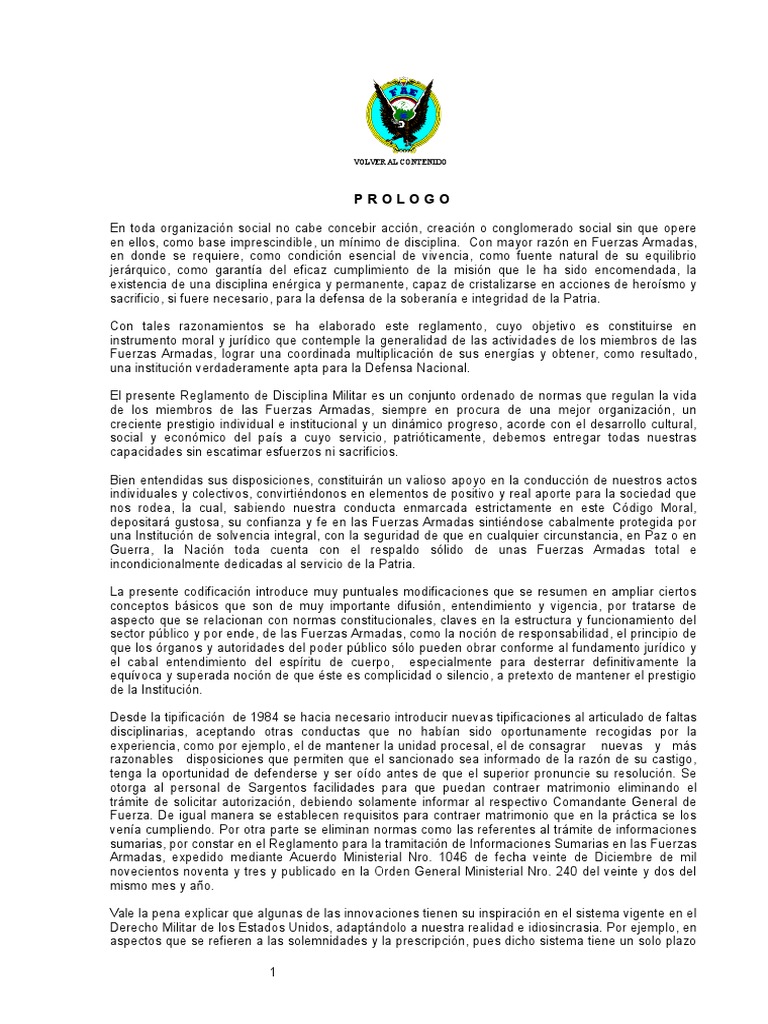 006 Reglamento de Disciplina Militar | Disciplinas | Militar