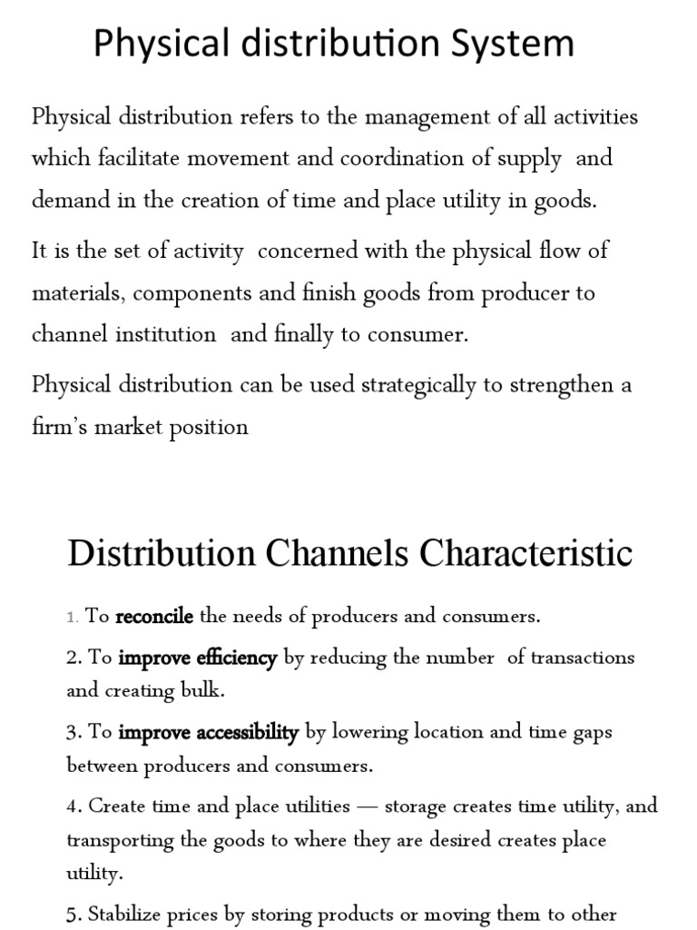 Physical Distribution System | PDF | Transport | Warehouse