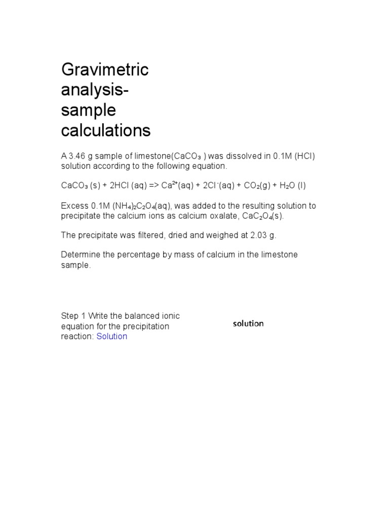 Gravimetric Analysis | PDF