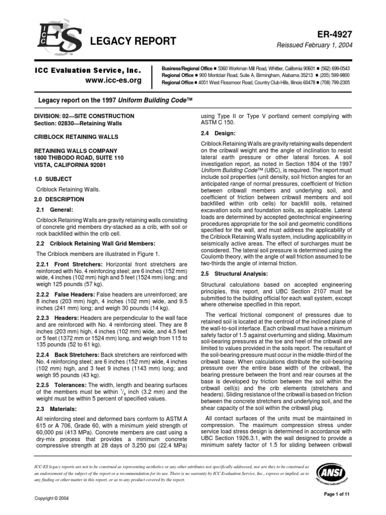 Legacy Report: ICC Evaluation Service, Inc | PDF | Strength Of ...