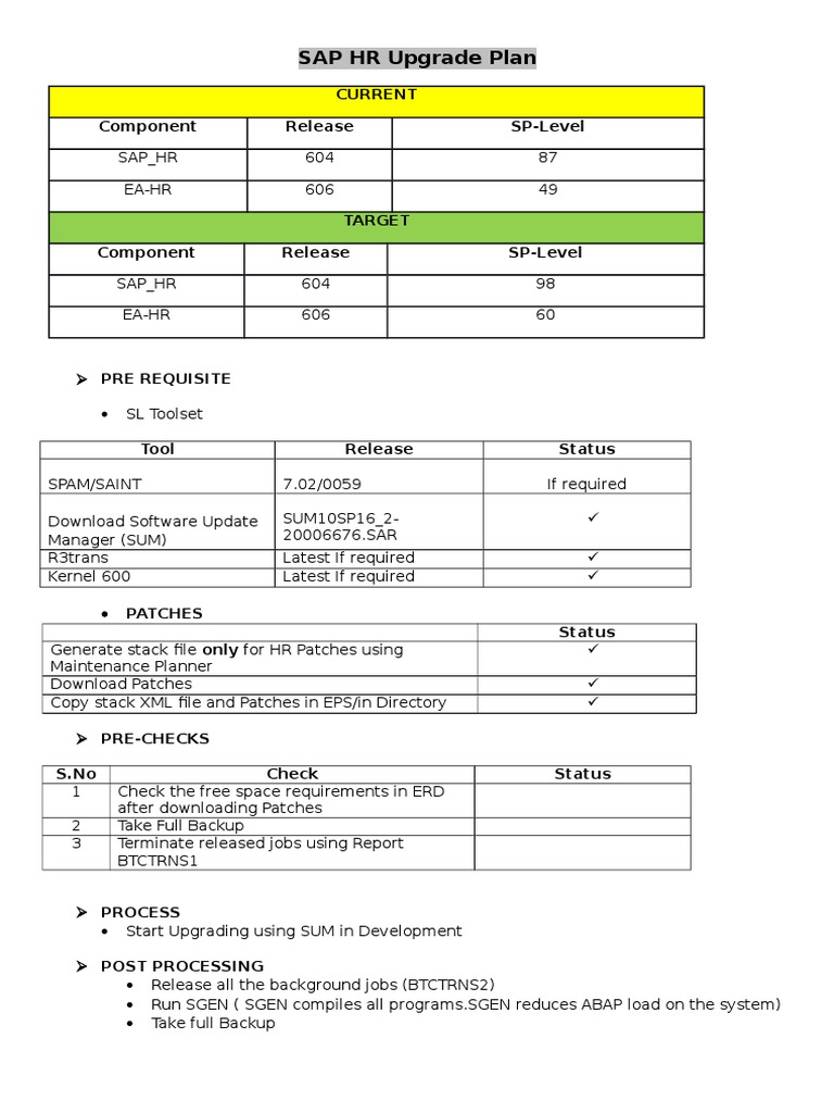 SAP HR Upgrade Plan | PDF | Digital Technology | Information Technology ...