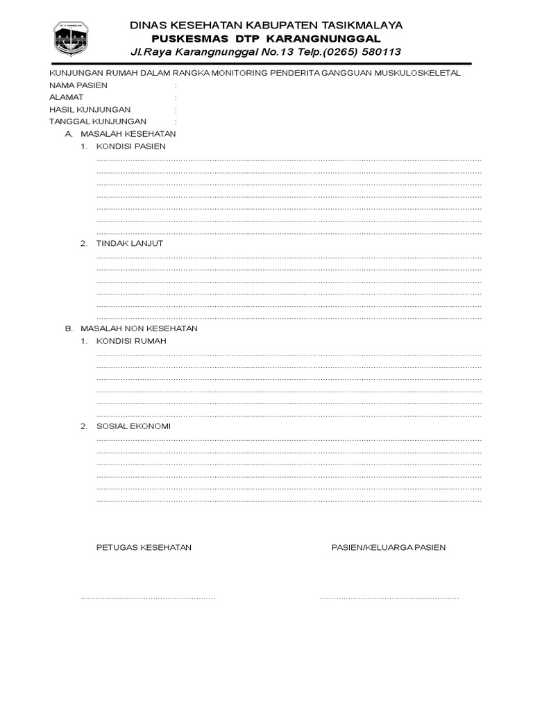 Form Kunjungan Rumah | PDF