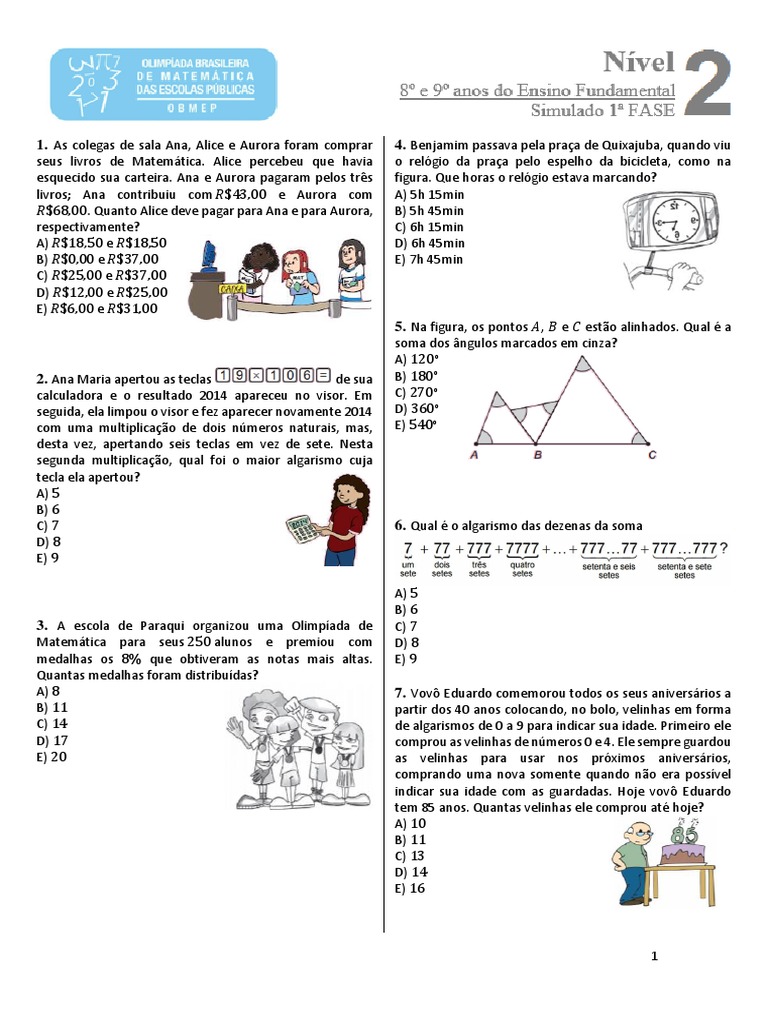 Simulado Obmep | PDF | Triângulo | Ensino de Matemática