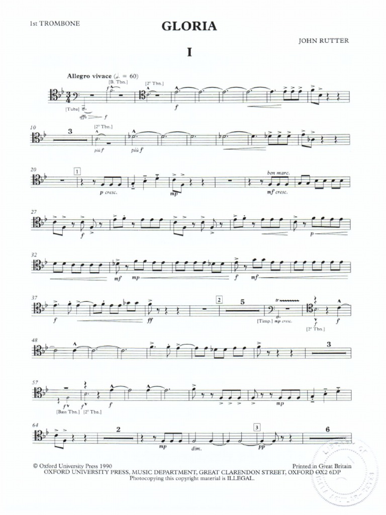 1st Trombone Complete Gloria Rutter | PDF