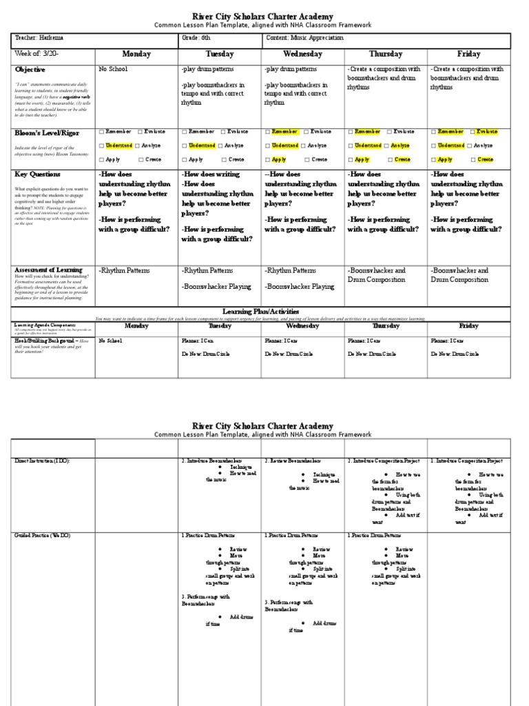 Monday Tuesday Wednesday Thursday Friday: River City Scholars Charter ...