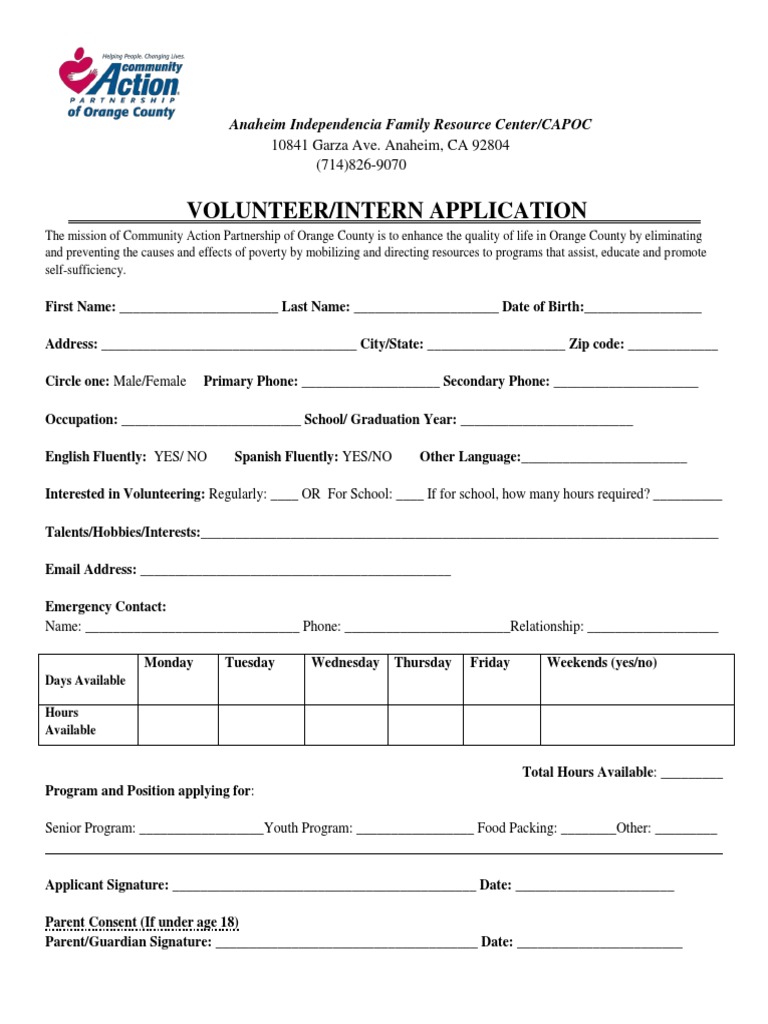 Revised Volunteer Application For Aifrc | PDF | Career & Growth ...