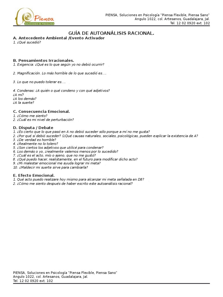 Guía de Autoanálisis Racional en Psicología | PDF