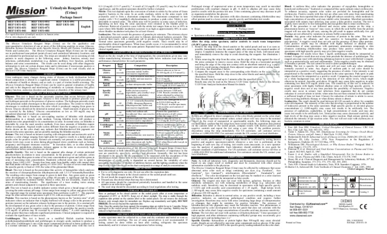 Mission Urinalysis Strips Insert | PDF | Urine | Nitrate