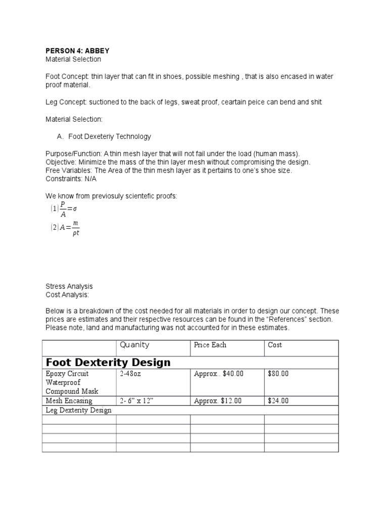 Foot Dexterity Design: Person 4: Abbey | PDF | Art