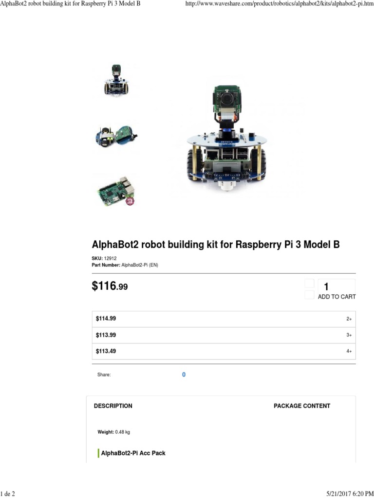 AlphaBot2 Robot Building Kit For Raspberry Pi 3 Model B - 1 | PDF ...