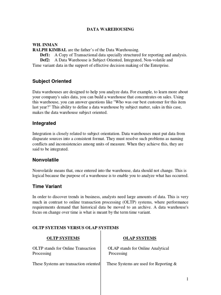 DWH Meterial | PDF | Data Warehouse | Computer Data