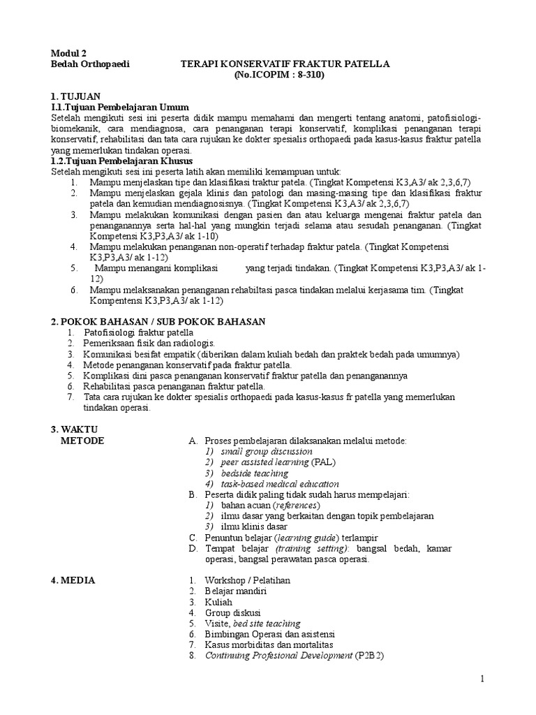 Modul 2-Terapi Konservatif Fraktur Patella | PDF