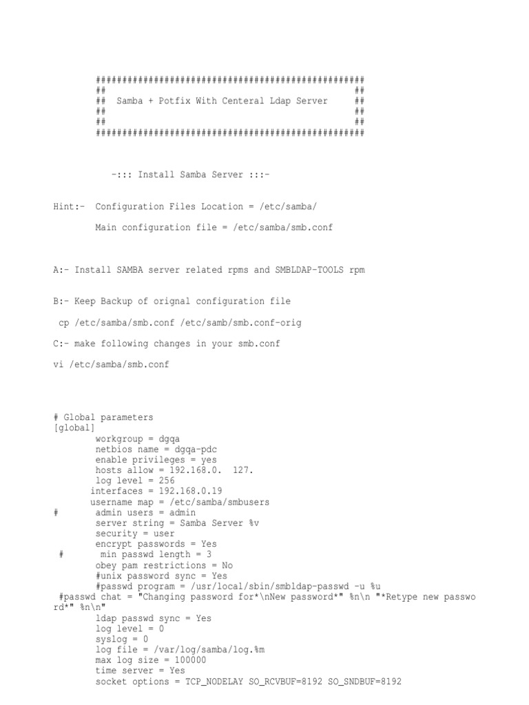 Samba & LDAP Setup Guide | PDF | Internet Standards | Communications Protocols