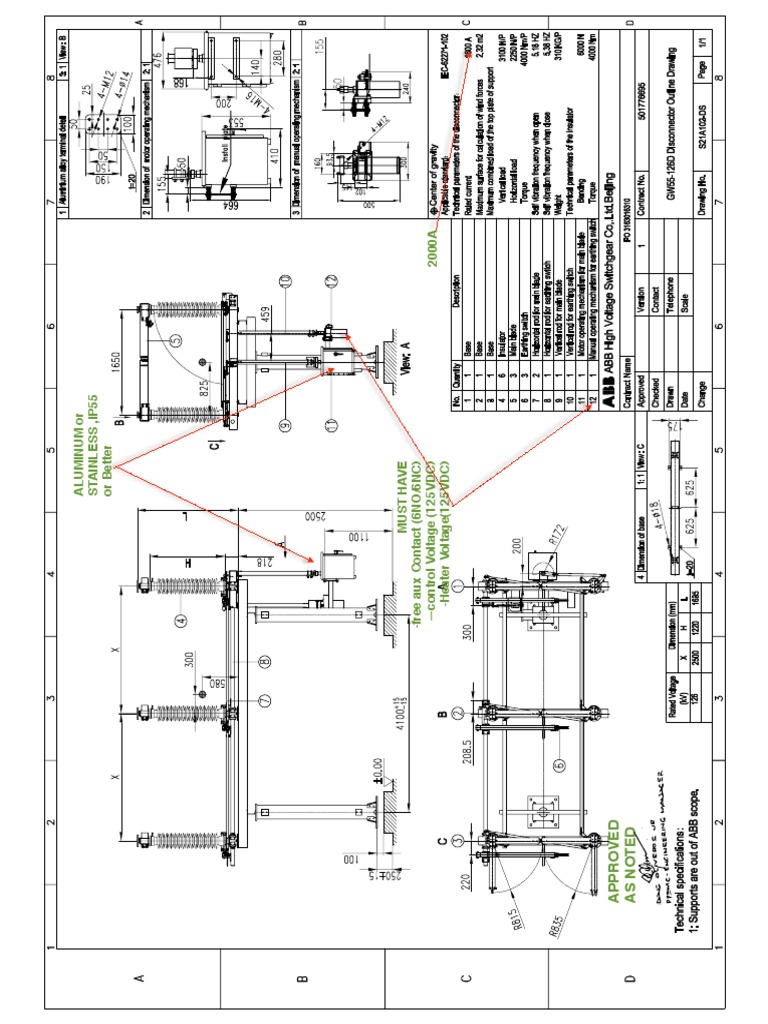 GW55-126D Disconnector Outline DrawingS21A102-DSEN | PDF
