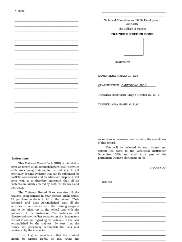 New Trainees Record Book | PDF | Laundry | Salad