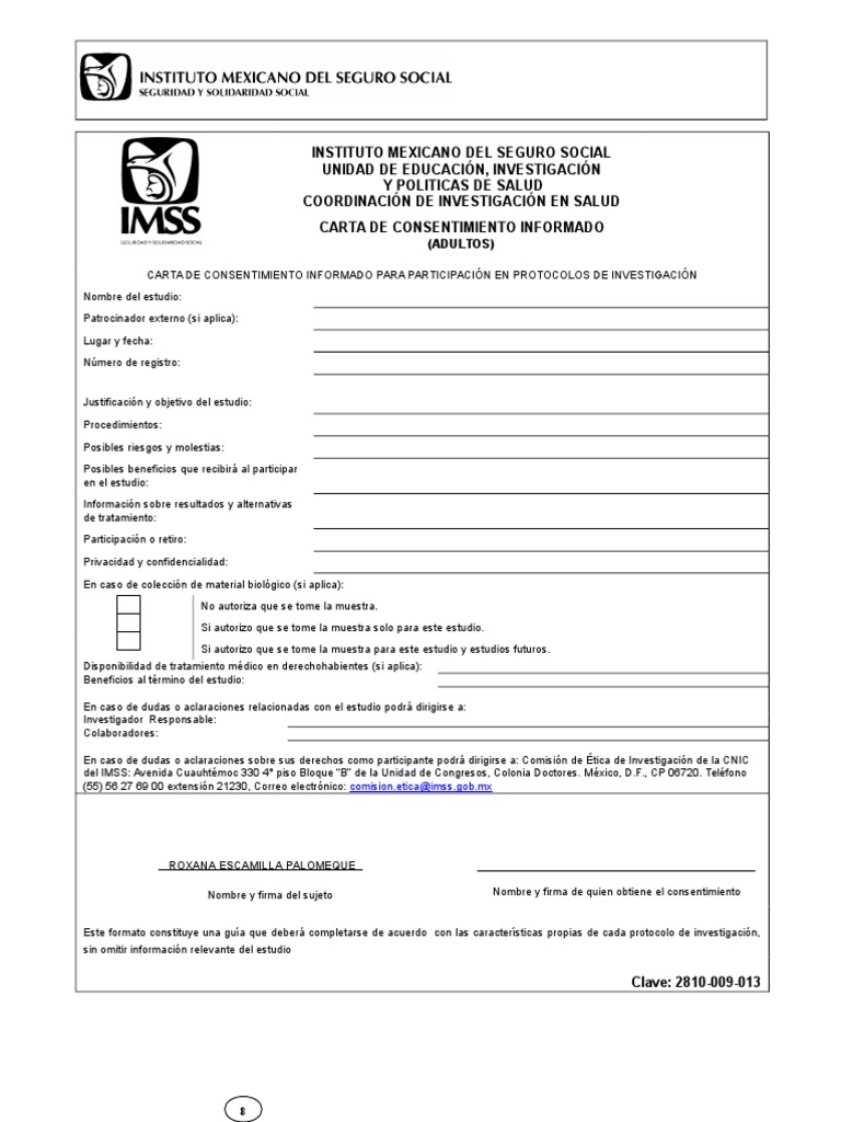 Carta de Consentimiento Informado | PDF