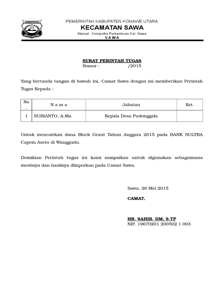 SPPD Camat Sawa | PDF