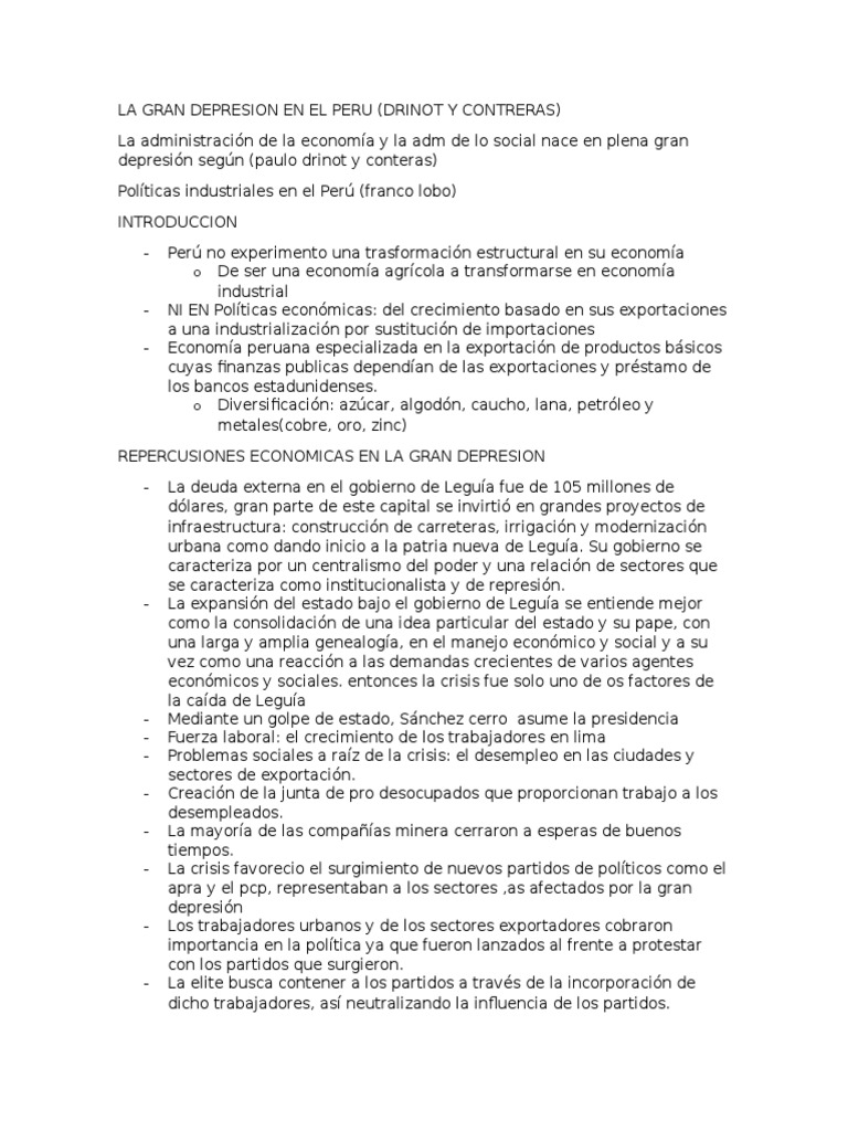 La Gran Depresion en El Peru | PDF | Gran depresion | Perú