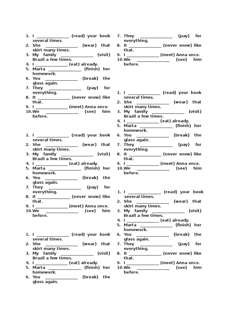 Present Perfect Exercises | PDF