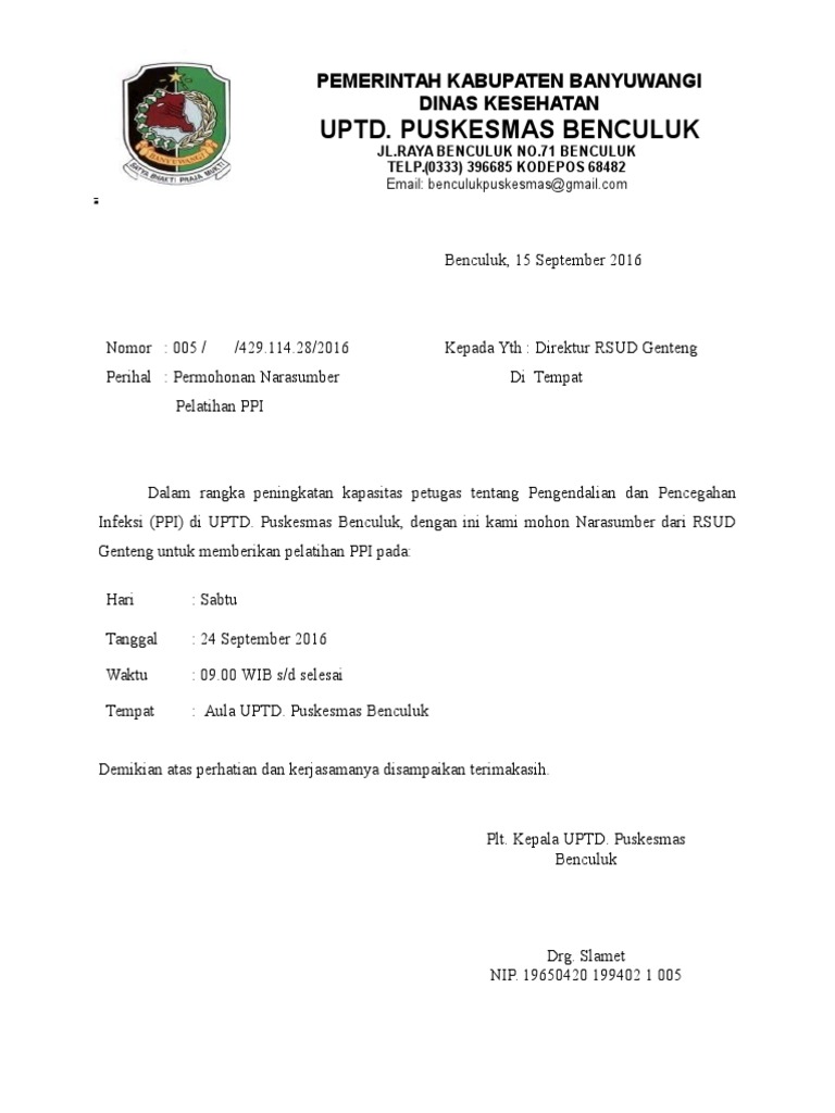 Surat Permohonan Pelatihan PPI, BLS, APAR, BPP | PDF