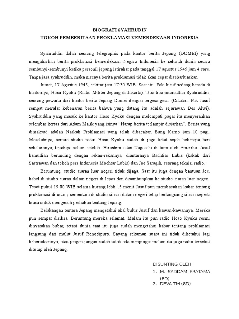 Biografi Syahrudin | PDF