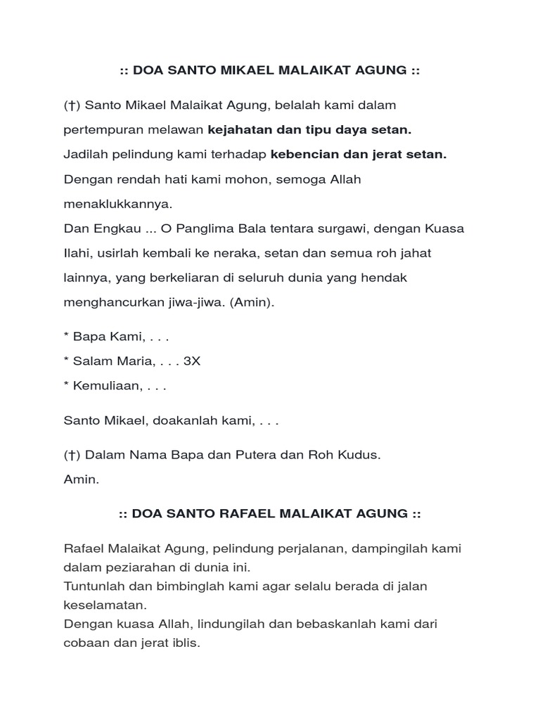 Doa Santo Mikael Malaikat Agung | PDF