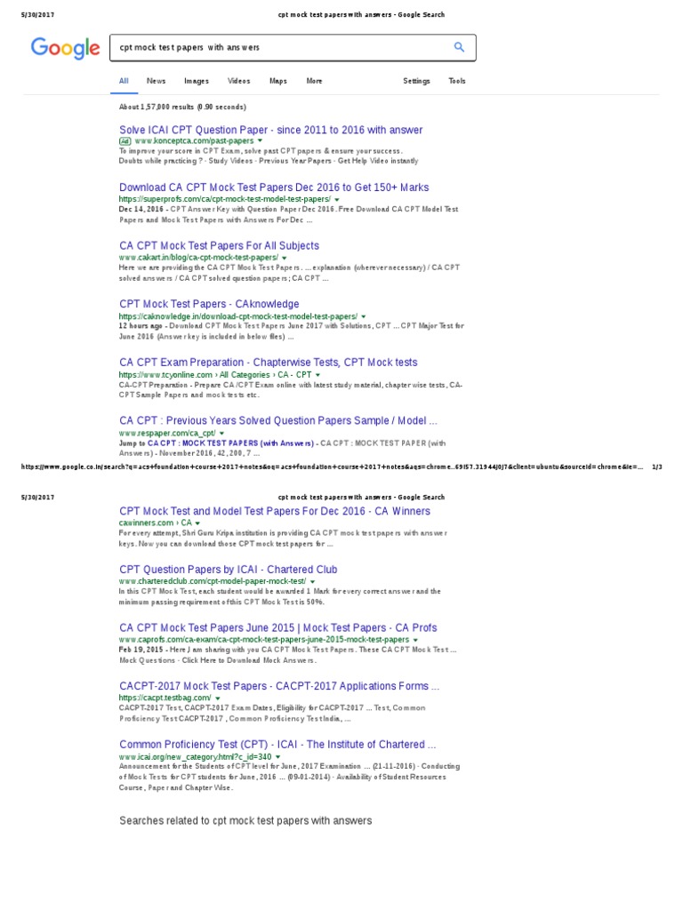 CPT Mock Test Papers With Answers - Google Search | PDF | Test ...