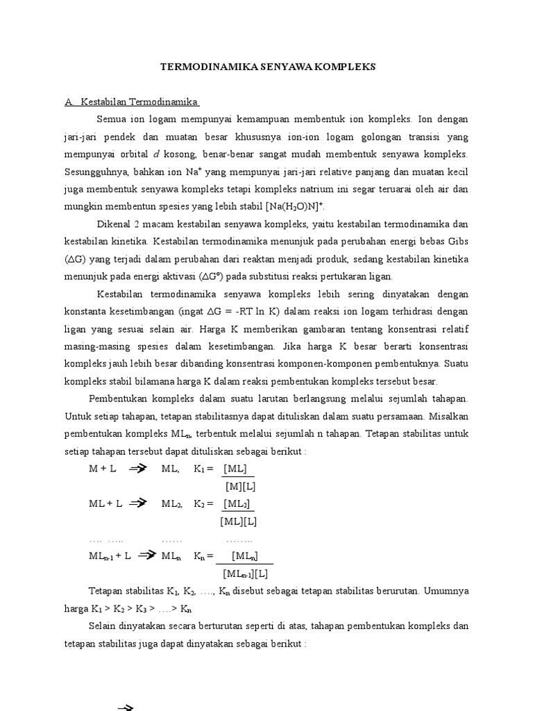 Kestabilan Termodinamika Kompleks | PDF | Teknologi & Rekayasa