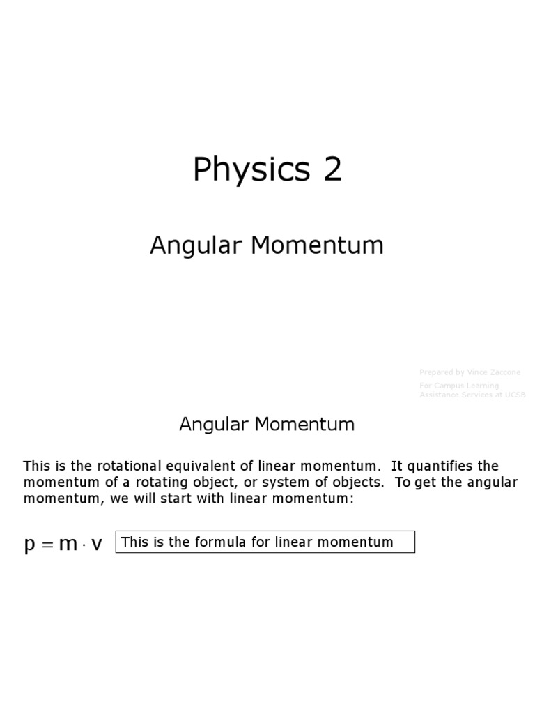 10.2 Physics 2 Angular Momentum | PDF | Rotation Around A Fixed Axis | Angular Momentum