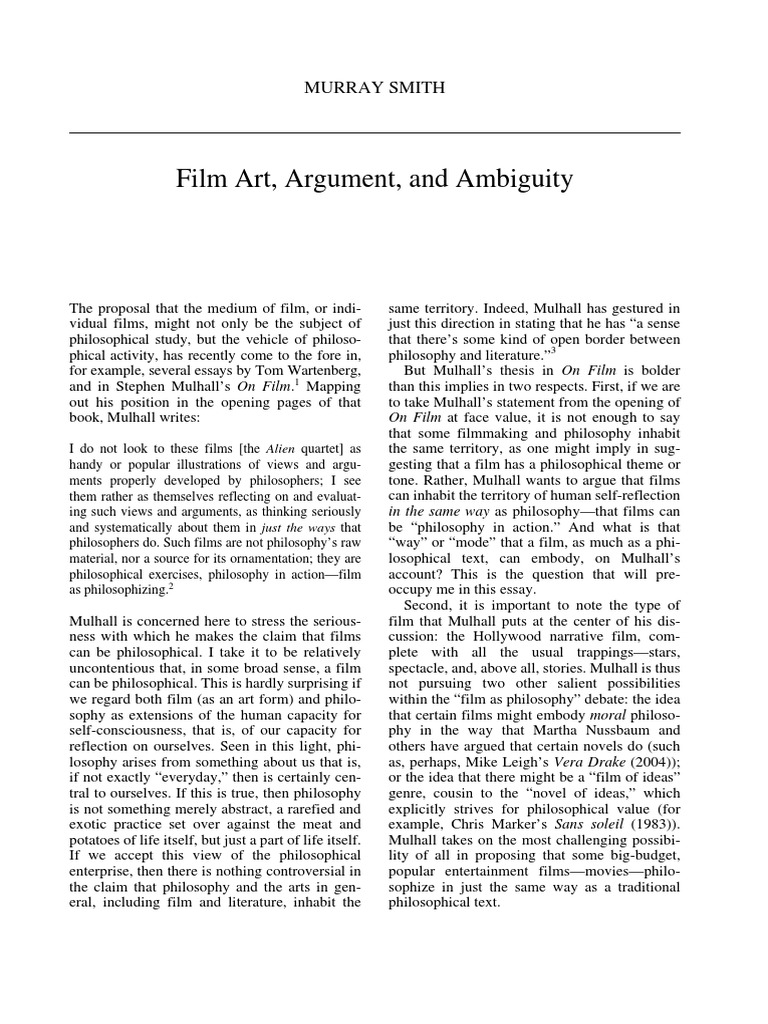 Film Art, Argument, and Ambiguity. | PDF | Narrative | Dualism