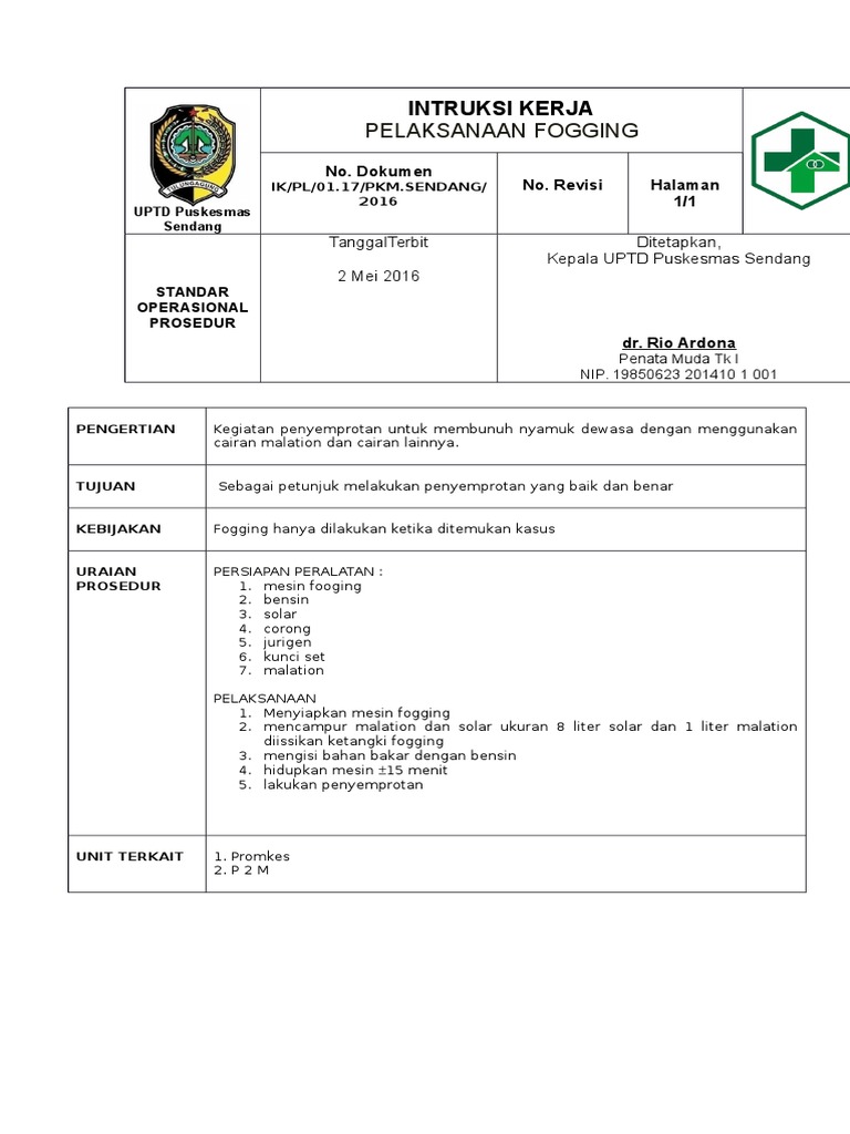 SOP Pelaksanaan Fogging | PDF